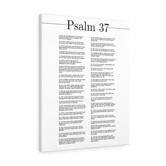 Express Your Love Gifts | Art | Scripture Sign Psalm 37 White Bible Verse Canvas Christian Wall ...